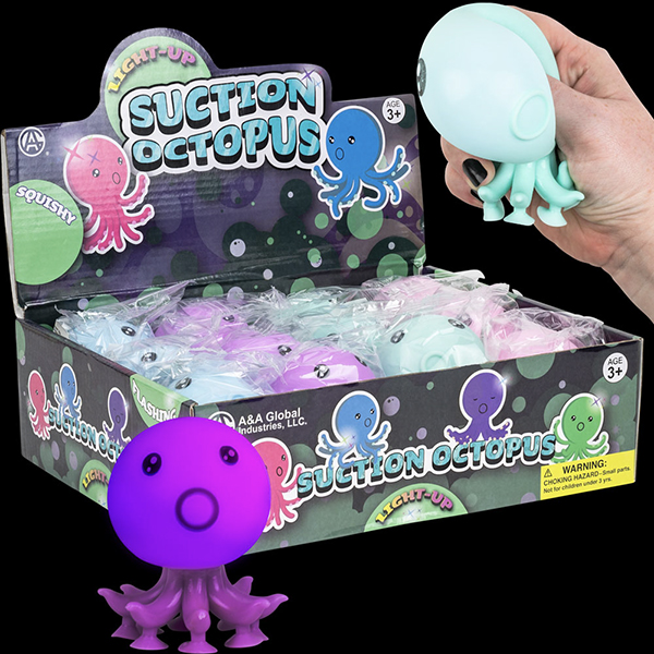 Light Up Octopus Suction 3in Asst | A&A Global Industries