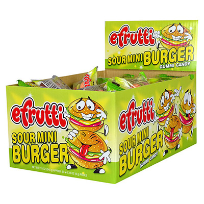 eFrutti Sour Gummi Mini Burgers Display Box | A&A Global