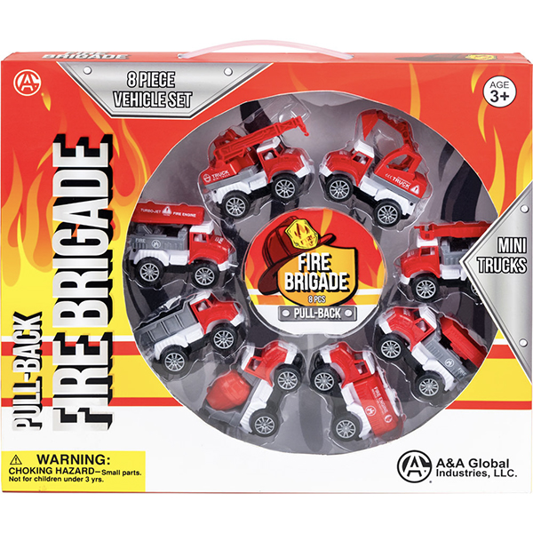 Pull Back Fire Vehicles 8pk | A&A Global Industries